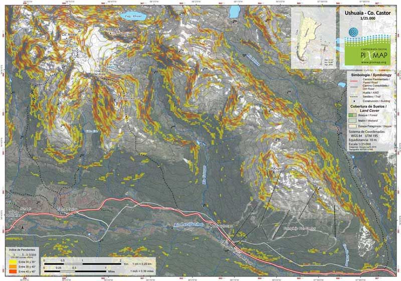 Mapa Pixmap Ushuaia - Cerro Castor 1:25.000 - Naka Outdoors - Tienda de ...