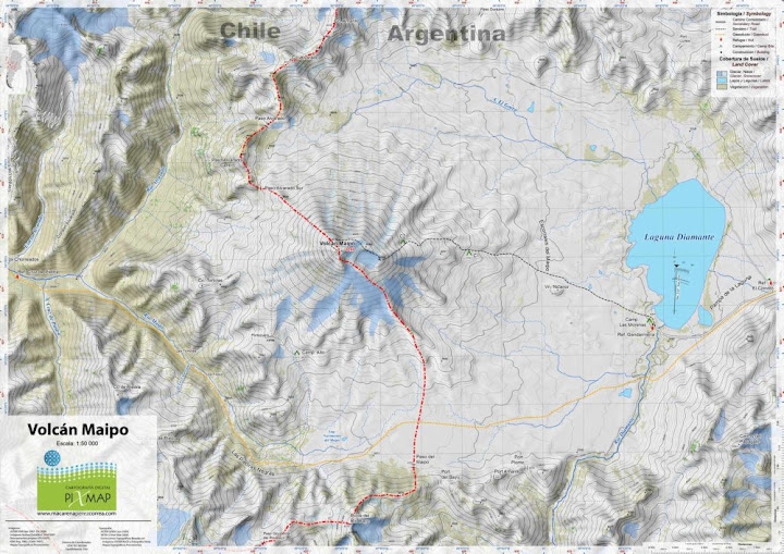 Mapa Volcán Maipo - Aoneker/Pixmap - Naka Outdoors - Tienda de escalada